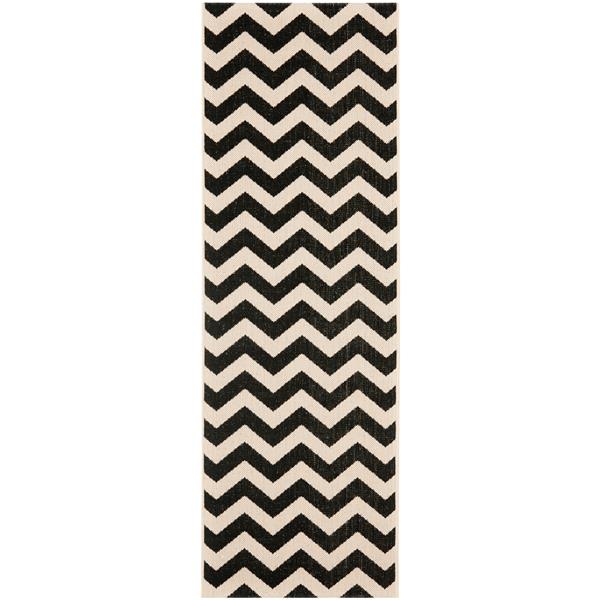 Safavieh Courtyard Rug - 2.3-ft x 12-ft - Polypropylene - Black/Beige ...