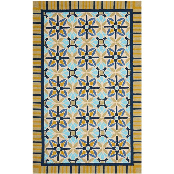 Safavieh Four Seasons Rug - 3.5-ft x 5.5-ft - Polyester - Natural/Blue ...