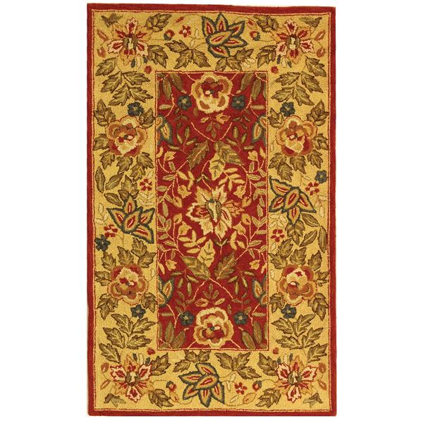 Safavieh Chelsea Floral Rug - 2.8-ft x 4.8-ft - Wool - Red/Ivory HK140C ...