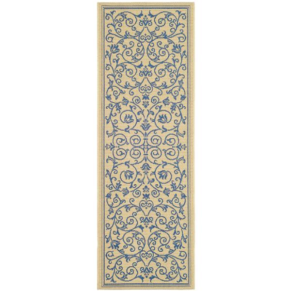 Safavieh Courtyard Floral Rug - 2-ft 3-in x 10-ft - Natural/Blue CY2098 ...