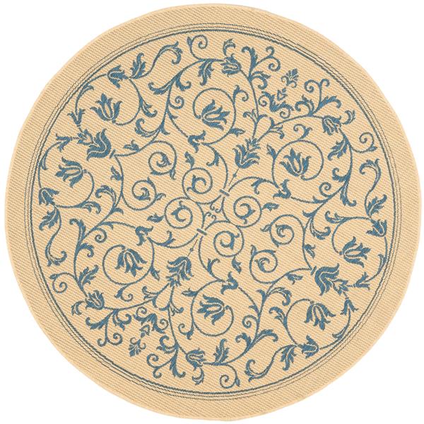 Safavieh Courtyard Floral Rug - 5-ft 3-in x 5-ft 3-in - Natural/Blue ...