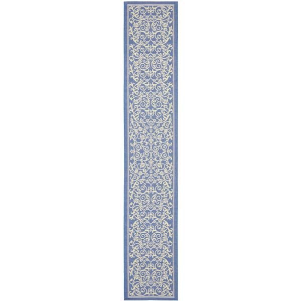 Safavieh Courtyard Floral Rug - 2-ft 3-in x 10-ft - Blue/Natural CY2098 ...