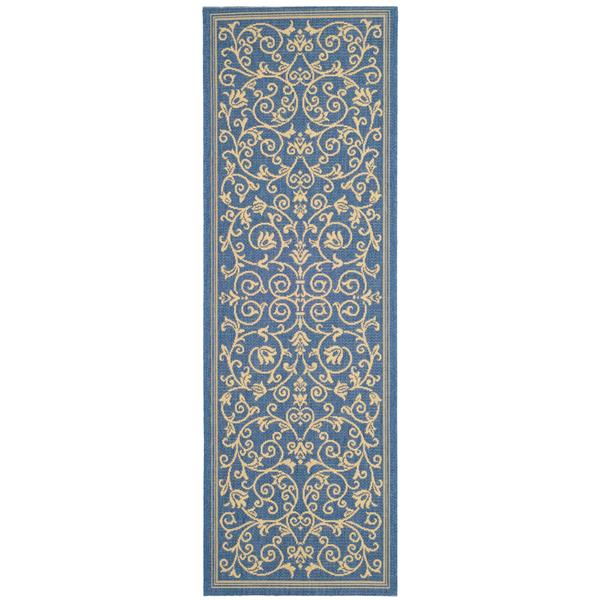Safavieh Courtyard Floral Rug - 2-ft 3-in x 6-ft 7-in - Blue/Natural ...