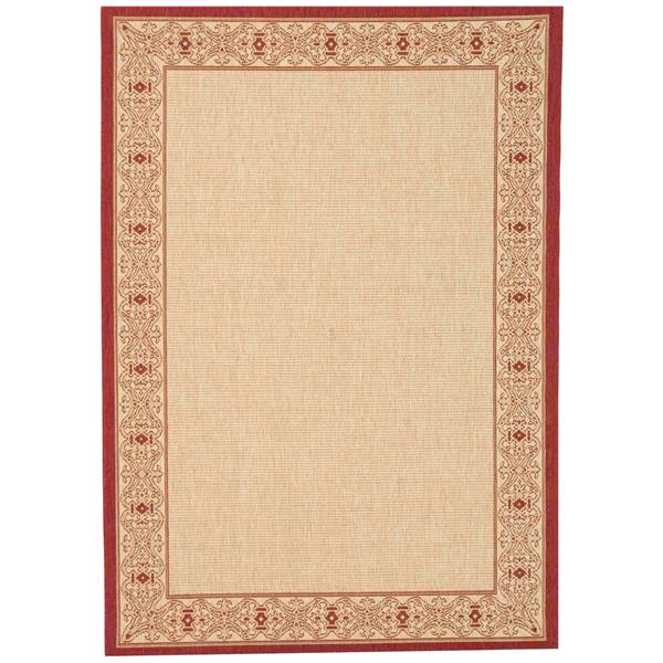 Safavieh Courtyard Border Rug - 4-ft x 5-ft 7-in - Natural/Red CY2099 ...