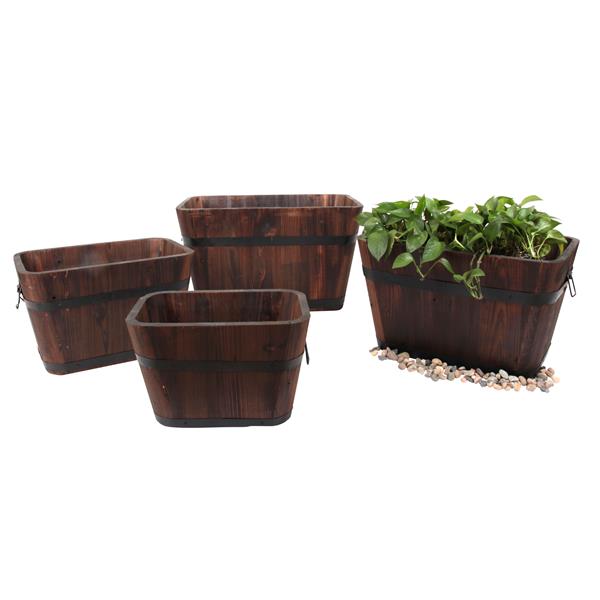 Leisure Season Rectangular Planters - 27-in x 16-in - Cedar - Brown - 4 ...