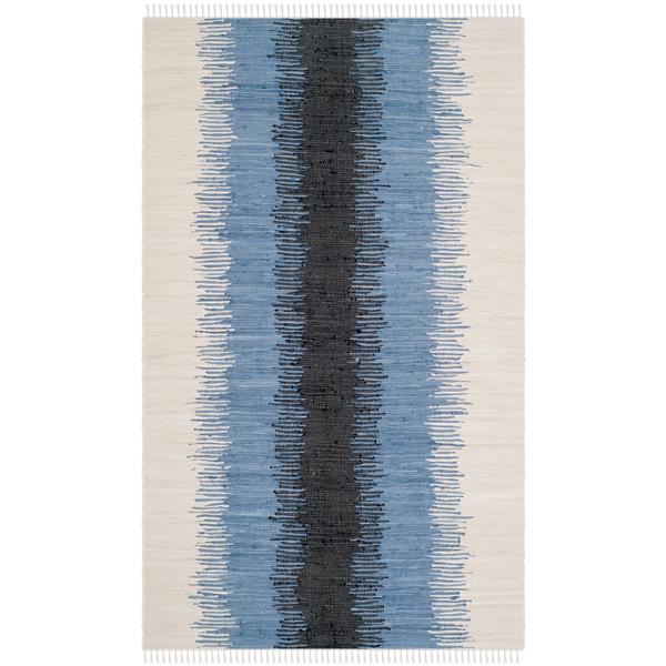 Safavieh Montauk Stripe Rug - 4-ft x 6-ft - Cotton - Gray/Black MTK710A ...