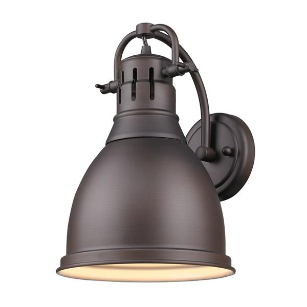 Golden Lighting Duncan 1 Light Wall Sconce in Rubbed Bronze and Bronze ...