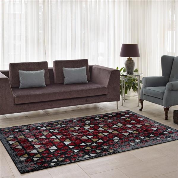 LA DOLE RUGS Tapis géométrique européen diamant, 3 pi x 10 pi, beige ...