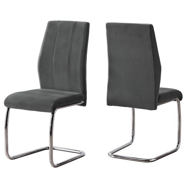 MONARCH SPECIALTIES Monarch Dining Chairs Dark Grey Velvet and Chrome ...