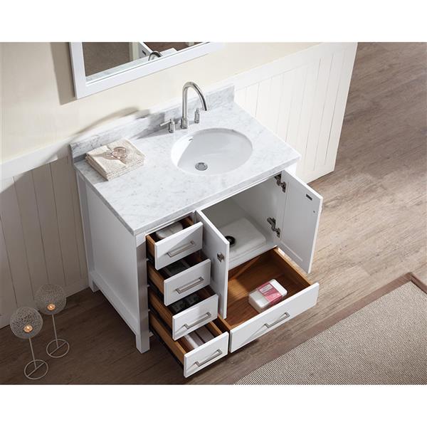ARIEL Right Offset Single Oval Sink Vanity - 37 in. - White | RONA
