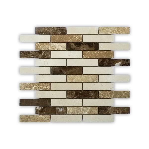 JL Tile Randomstrip Marble Tile - Beige and Brown - 12-in x 12-in MG721 ...