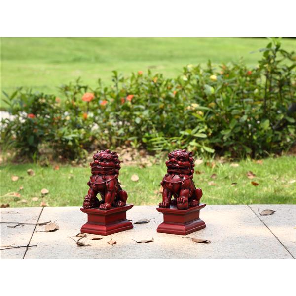 Hi-Line Gift Ltd. Decorative Garden Statue - Red Foo Dog - 2 pieces - 8 ...
