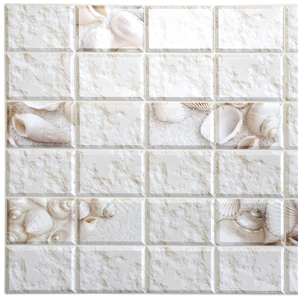 Dundee Deco PVC Wall Panel - White Stone Shells - 3.2-ft x 1.6-ft | RONA