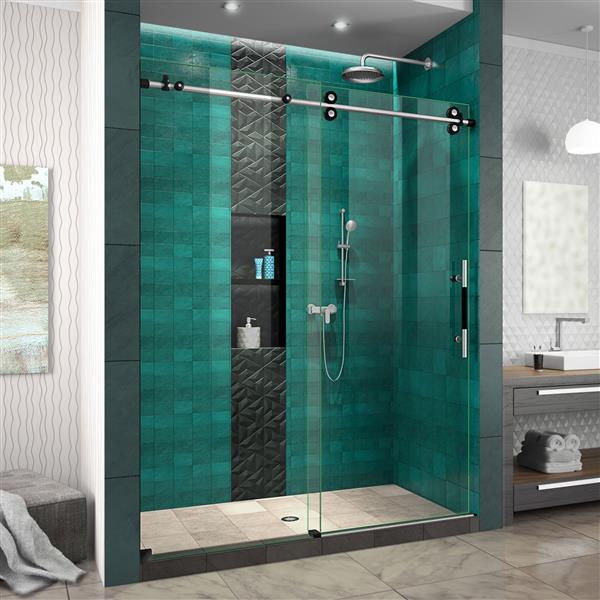 DreamLine Enigma-XO Shower Door - Frameless Design - 56-60-in - Brushed ...