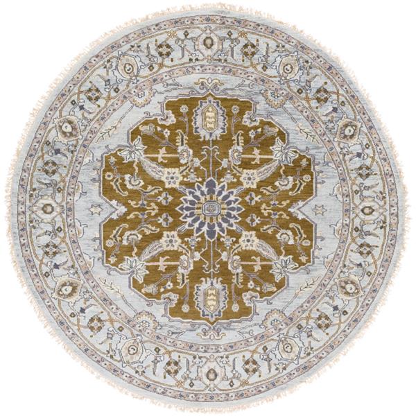 Surya Zeus Round Traditional Area Rug - 8-ft - Gold and Light Grey ...