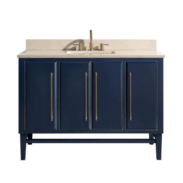 Avanity Mason 49-in Navy Blue Single Sink Bathroom Vanity with Crema ...