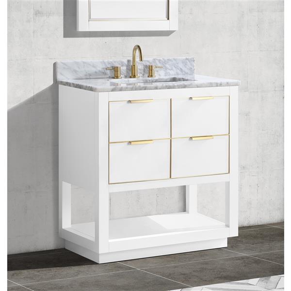 Avanity Mason 30-in White Bathroom Vanity Cabinet with Gold Hardware ...