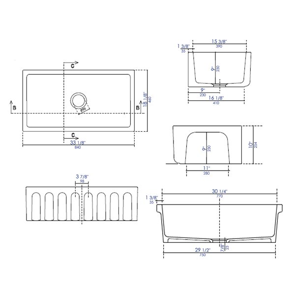 ALFI brand Apron Front/Farmhouse Kitchen Sink - Single Bowl - 33.13-in ...