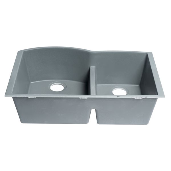 ALFI brand Undermount Kitchen Sink - Double Offset Bowl - 33-in x 20.75 ...
