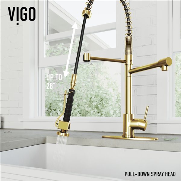 VIGO Zurich Pull-Down Spray Kitchen Faucet and Deck Plate - Matte ...