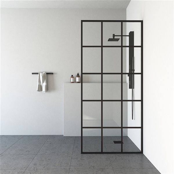 VIGO Industries Mosaic Fixed Framed Shower Screen - Black - 34-in x 74 ...