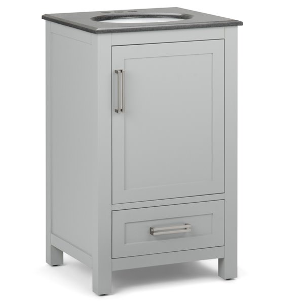 SIMPLI HOME Evan Bath Vanity with Black Granite Top - 20-in AXCVSHWG-20 ...