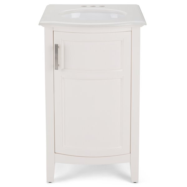 SIMPLI HOME Winston Rounded Front Bath Vanity White Engineered Quartz ...