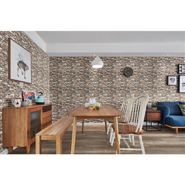 Dundee Deco Peel and Stick 3D Wall Panel - Dark Red, Charcoal and Brown ...