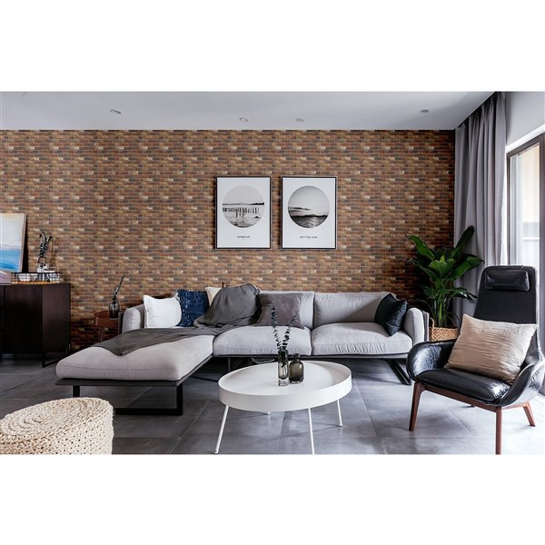 Dundee Deco Peel and Stick 3D Wall Panel - Tawny Brown Faux Bricks ...