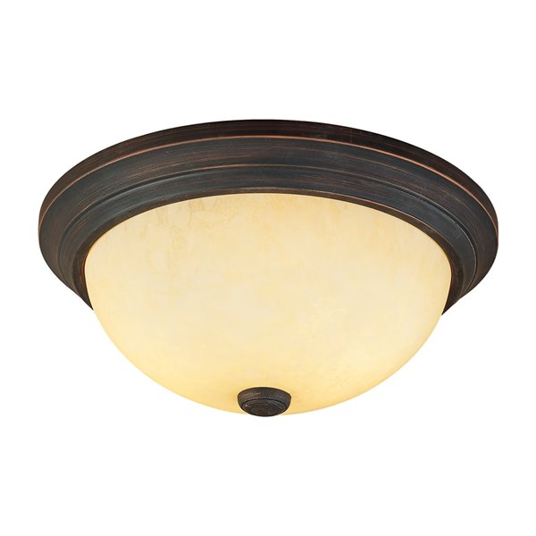 Millennium Lighting Rubbed Bronze Flush Mount - Turinian Scavo Glass ...