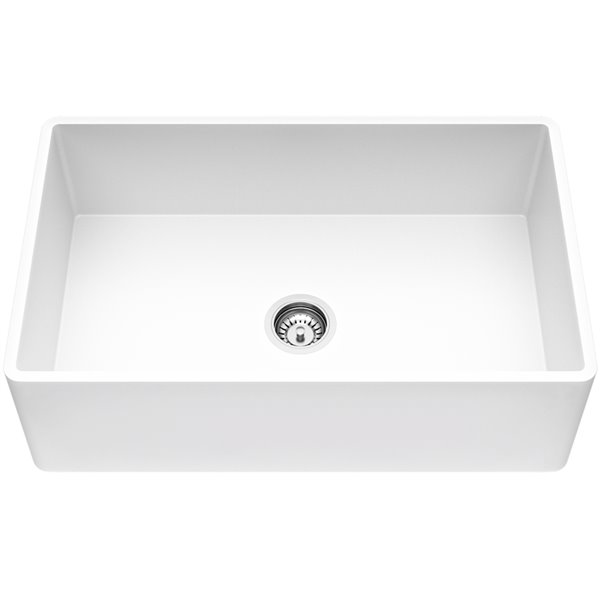 VIGO Farmhouse Kitchen Sink 30" in Matte White with Drain VGRA3018FL | RONA
