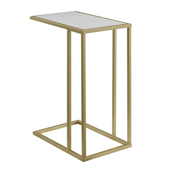 Walker Edison Modern End Table - 12-in x 24-in - Black/White Faux ...