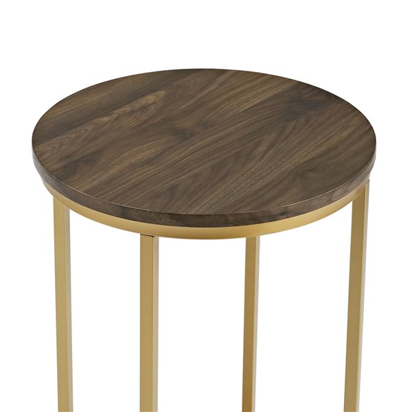 Walker Edison Round Side Table - 16-in - Dark Walnut/Gold LWF16ALSTDWG ...