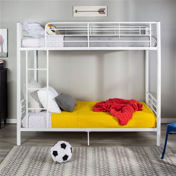 Premium Metal Twin over Twin Bunk Bed White