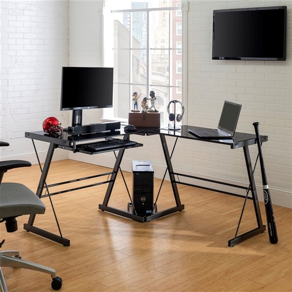 WALKER EDISON Home Office L-Shaped Corner Computer Desk - Black LW51B29 ...