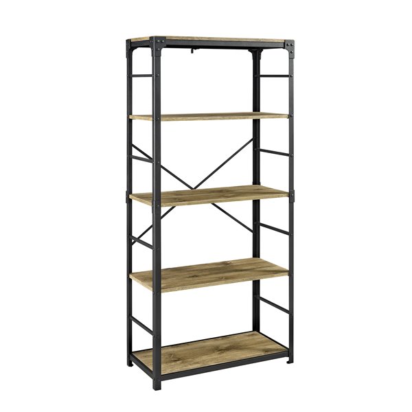 WALKER EDISON 64-in Angle Iron Bookshelf - Barnwood BS64AIBW | RONA