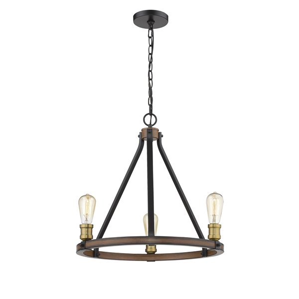 Lustre léger Kirkland de Z-Lite à 3 lumières, 20 po, acajou rustique ...