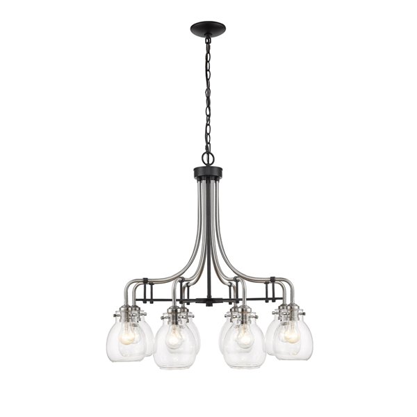 Lustre léger Kraken de Z-Lite à 8 lumières, 28 po, noir mat/nickel ...