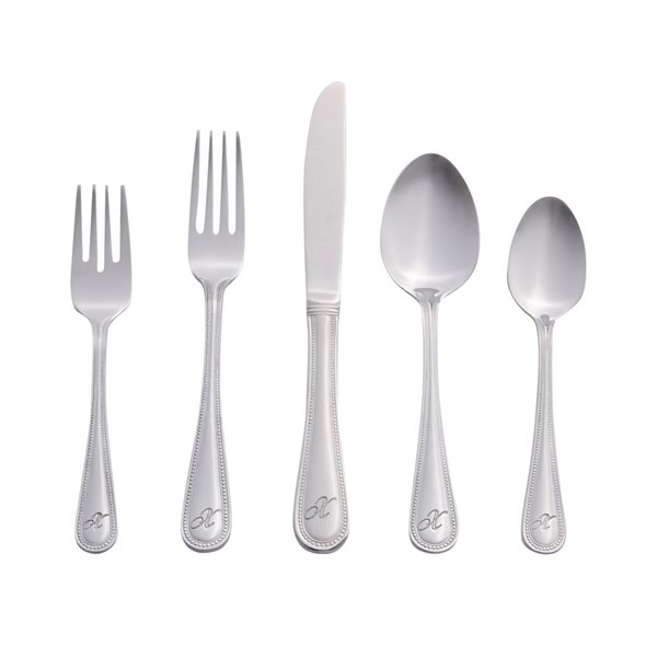 RiverRidge Home Beaded Pattern 46-Piece Monogrammed Flatware Set ...