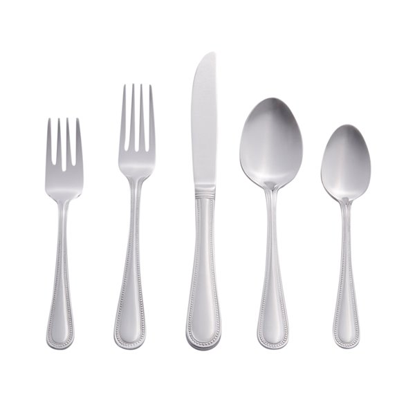 RiverRidge Home Beaded Pattern 46-Piece Flatware Set - Stainless Steel ...