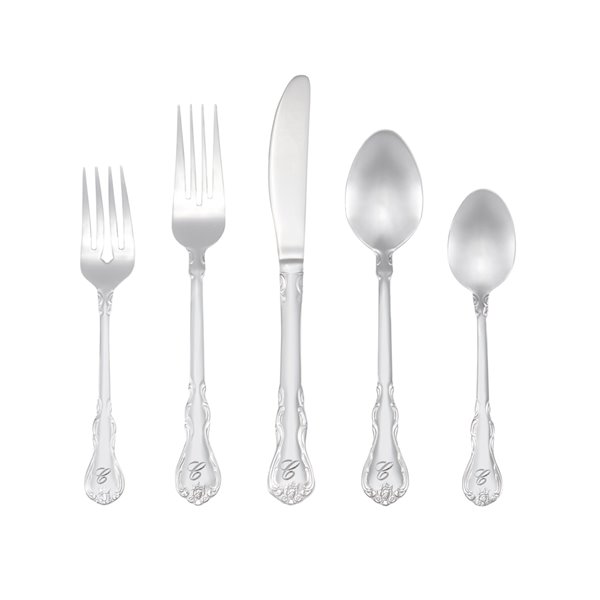 RiverRidge Home Bouquet Pattern 46-Piece Monogrammed Flatware Set ...
