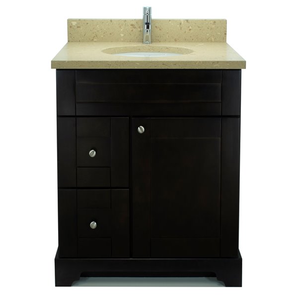 Vanitée avec comptoir en Quartz Bold Damian de Lukx®, tiroir à gauche ...