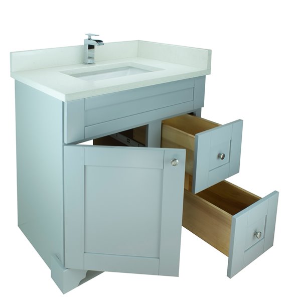 Vanitée avec comptoir en Quartz blanc satiné Bold Damian de Lukx ...