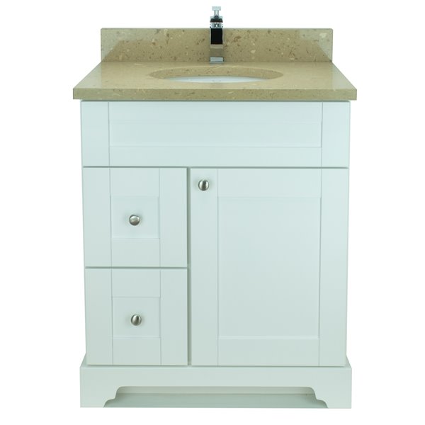 Vanitée avec comptoir en Quartz Bold Damian de Lukx®, tiroir à gauche ...