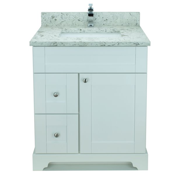 LUKX Bold Damian 24-in White Single Sink Freestanding Bathroom Vanity ...