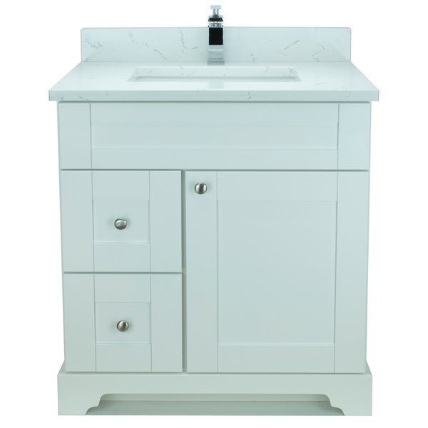 Vanitée avec comptoir en Quartz Carrera Bold Damian de Lukx®, tiroir à ...