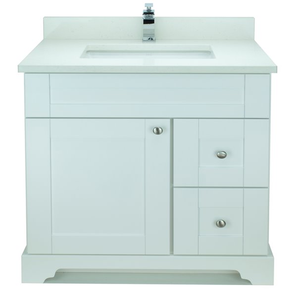 Vanitée avec comptoir en Quartz blanc satiné Bold Damian de Lukx ...