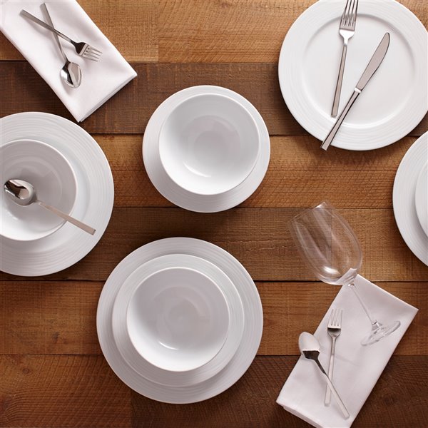 Ensemble de vaisselle en porcelaine de Safdie & Co., blanc, 12 pièces ...