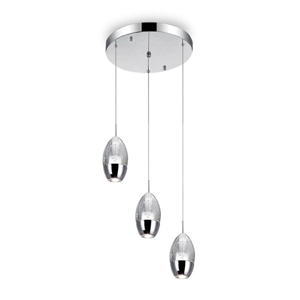 CWI Lighting Perrier Pendant Light - 3-Light - 10-in - Chrome 5077P10C ...