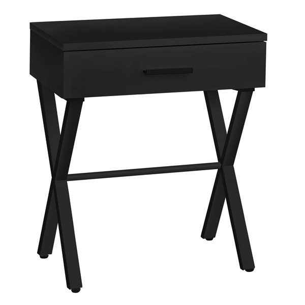 Monarch Specialties Accent Table - Black Finish and Black Metal - 24-in ...